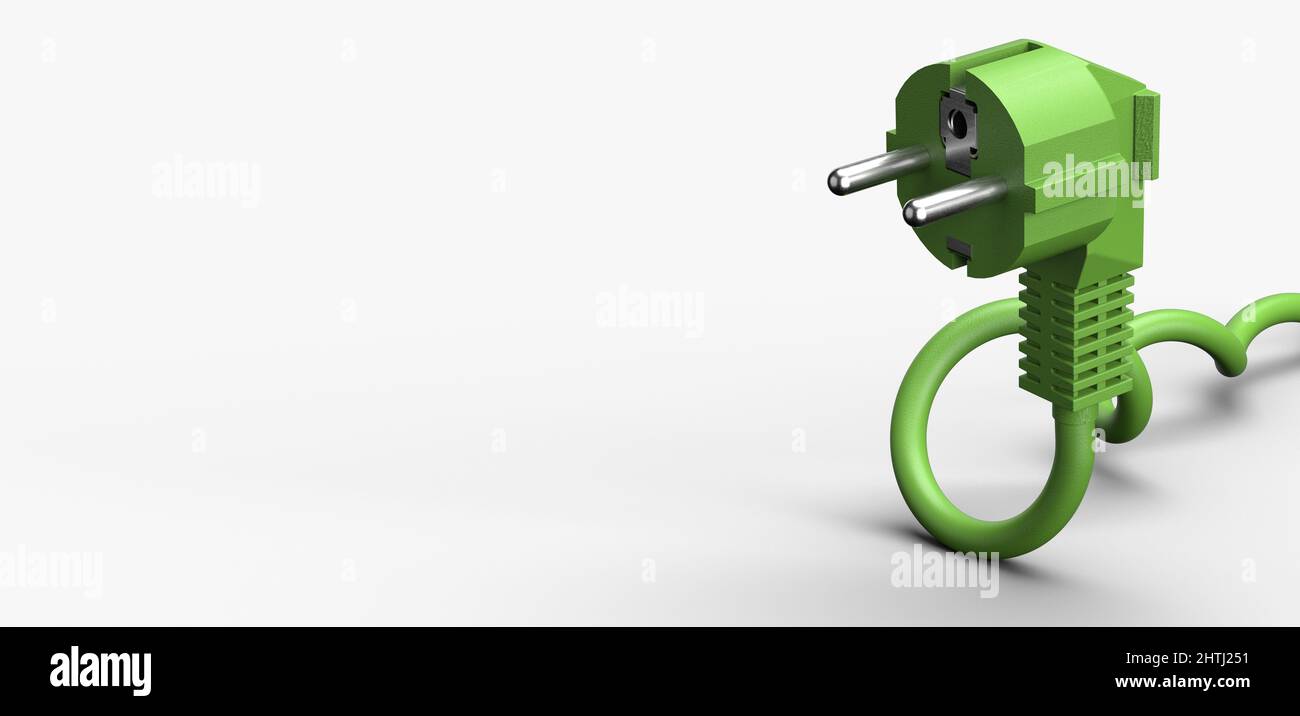 Illustration of green energy plug isolated on a white background Stock ...