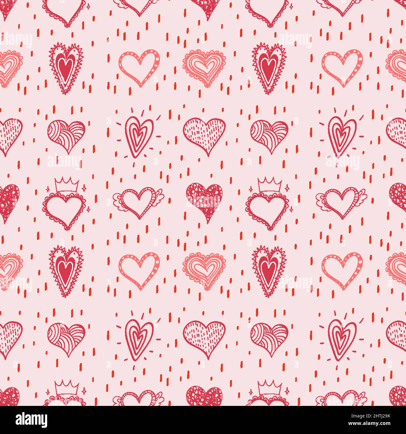 Seamless doodle heart pattern illustration Stock Vector Image & Art - Alamy