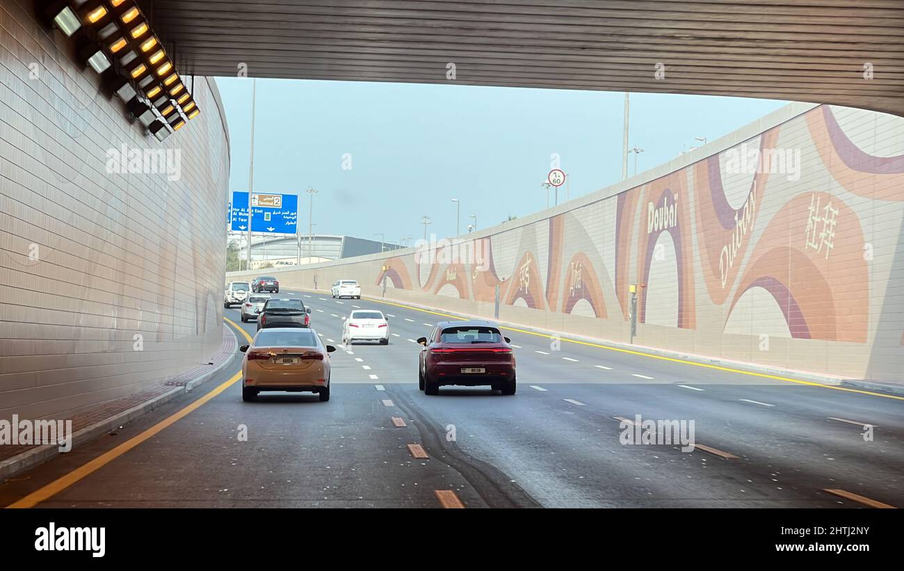 UAE, Dubai - December 01, 2021: Dubai Roads and Traffic bridges and ...