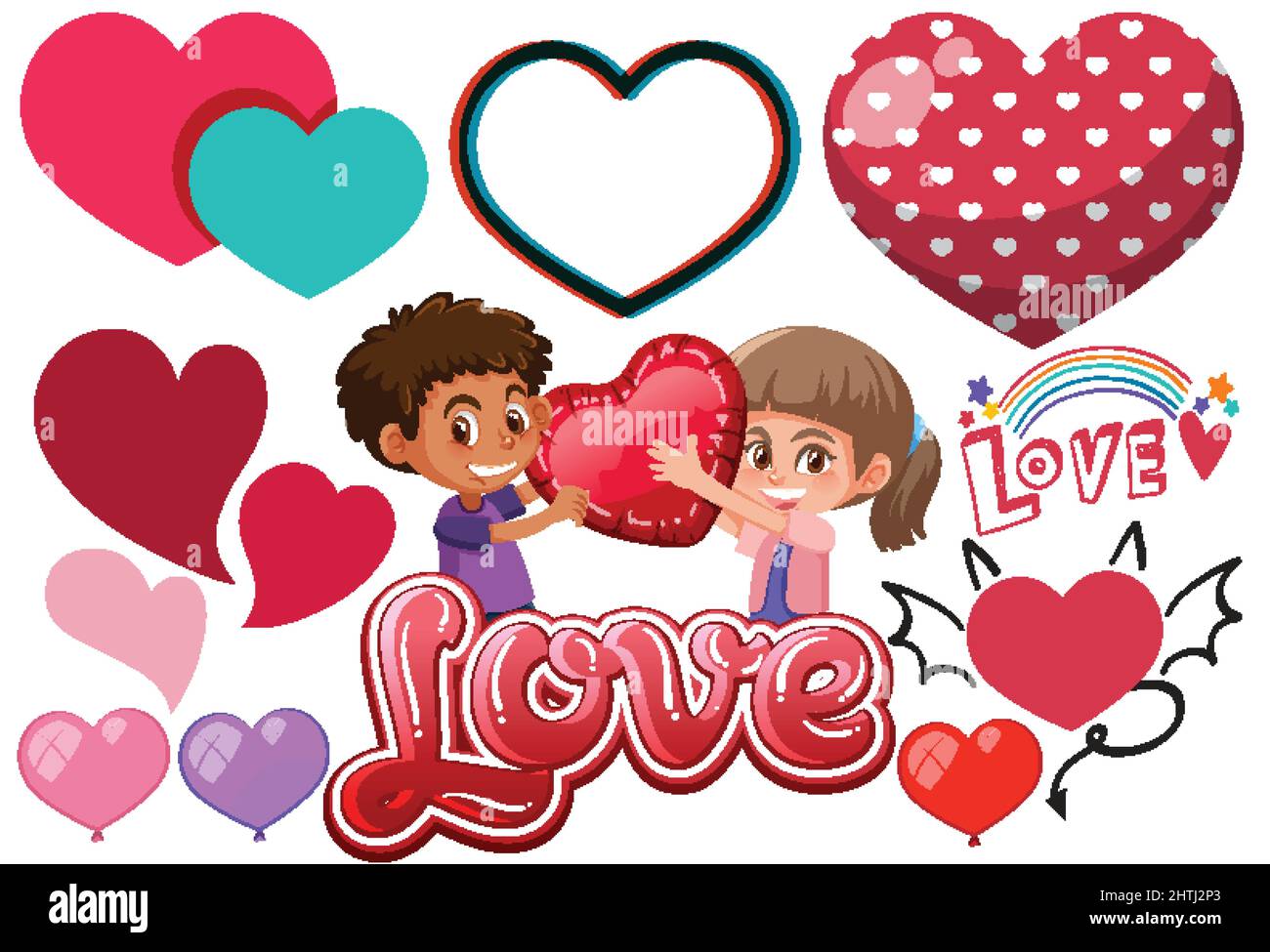 Valentine theme with many hearts illustration Stock Vector Image & Art ...