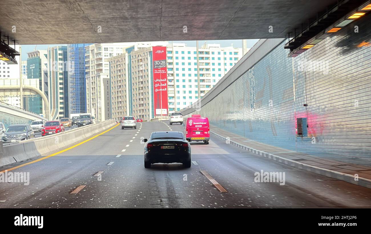 UAE, Dubai - December 01, 2021: Dubai Roads and Traffic bridges and ...