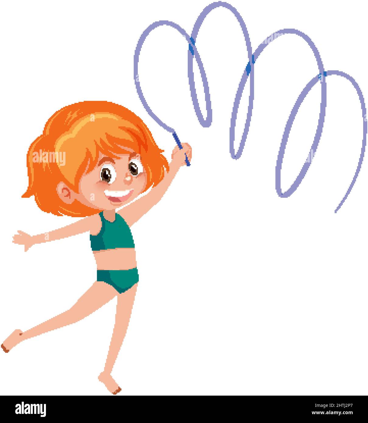 Cute girl playing ribbon illustration Stock Vector Image & Art - Alamy