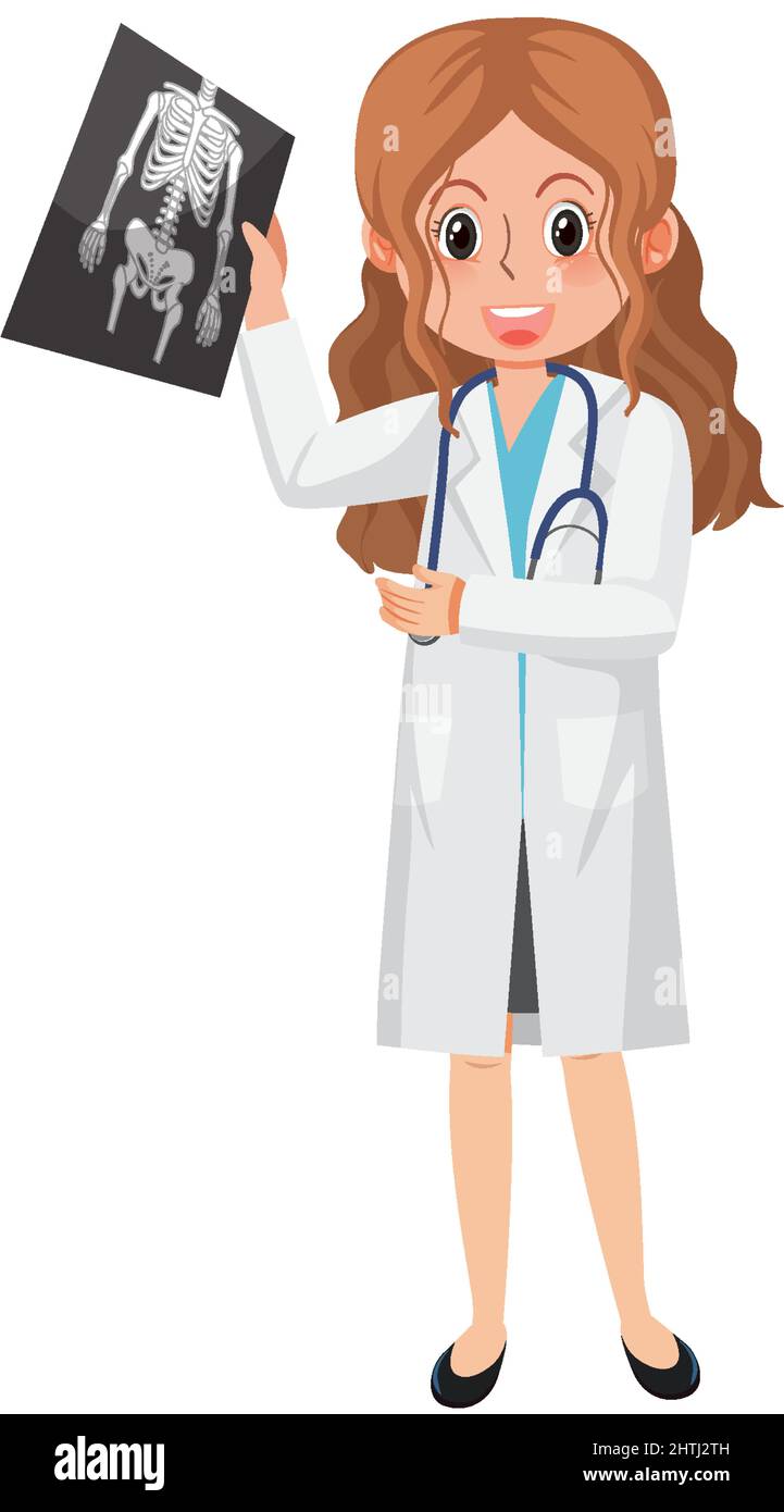 X Ray Cartoon Cute Radiologist Doctor Holding X Ray Rontgen