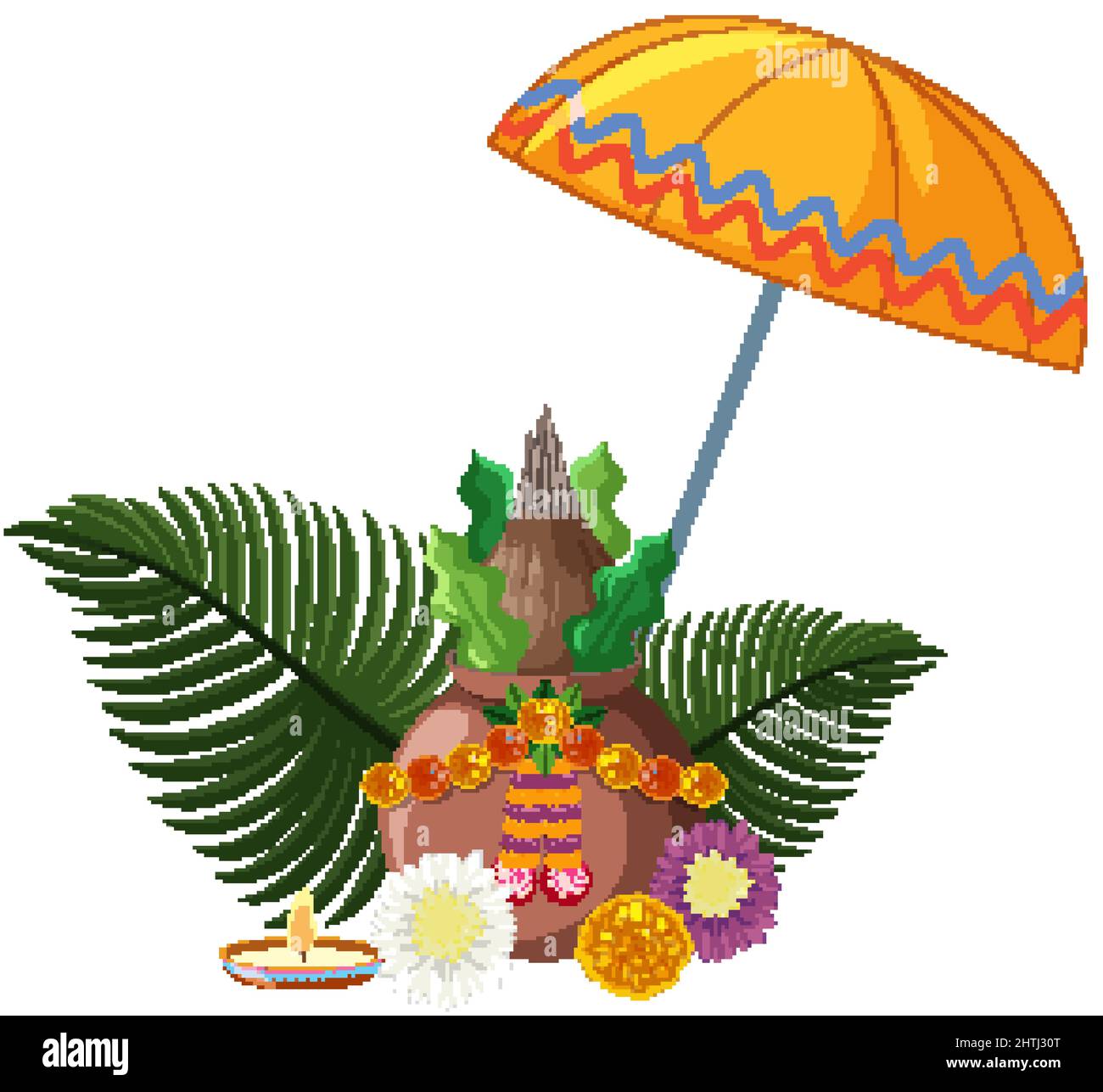 Indian offering with flowers and light illustration Stock Vector Image ...