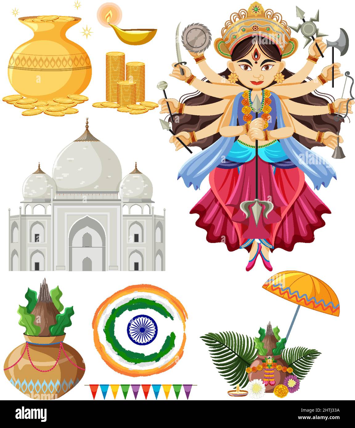 Set of Indian god and other elements illustration Stock Vector Image ...