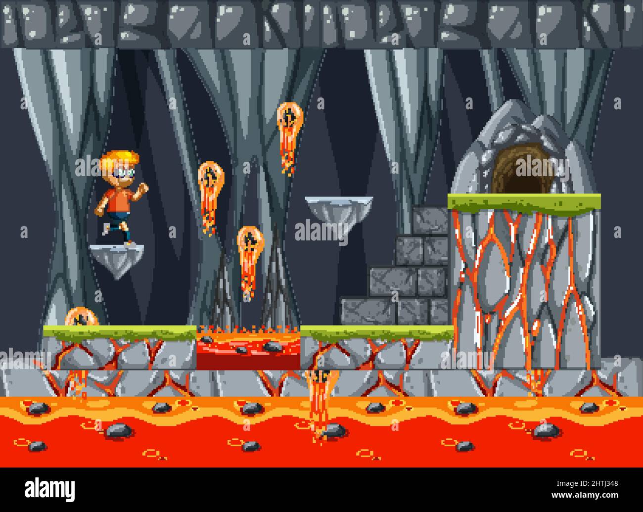 A boy in lava game scene illustration Stock Vector Image & Art - Alamy