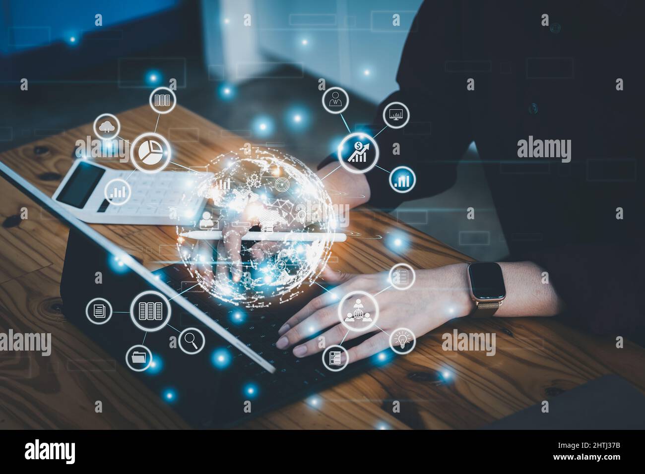 world of data analytics and digital technology, women are using tablet ...