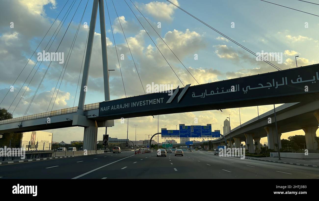 Dubai Roads and Traffic bridges and underpass view at day time Stock ...