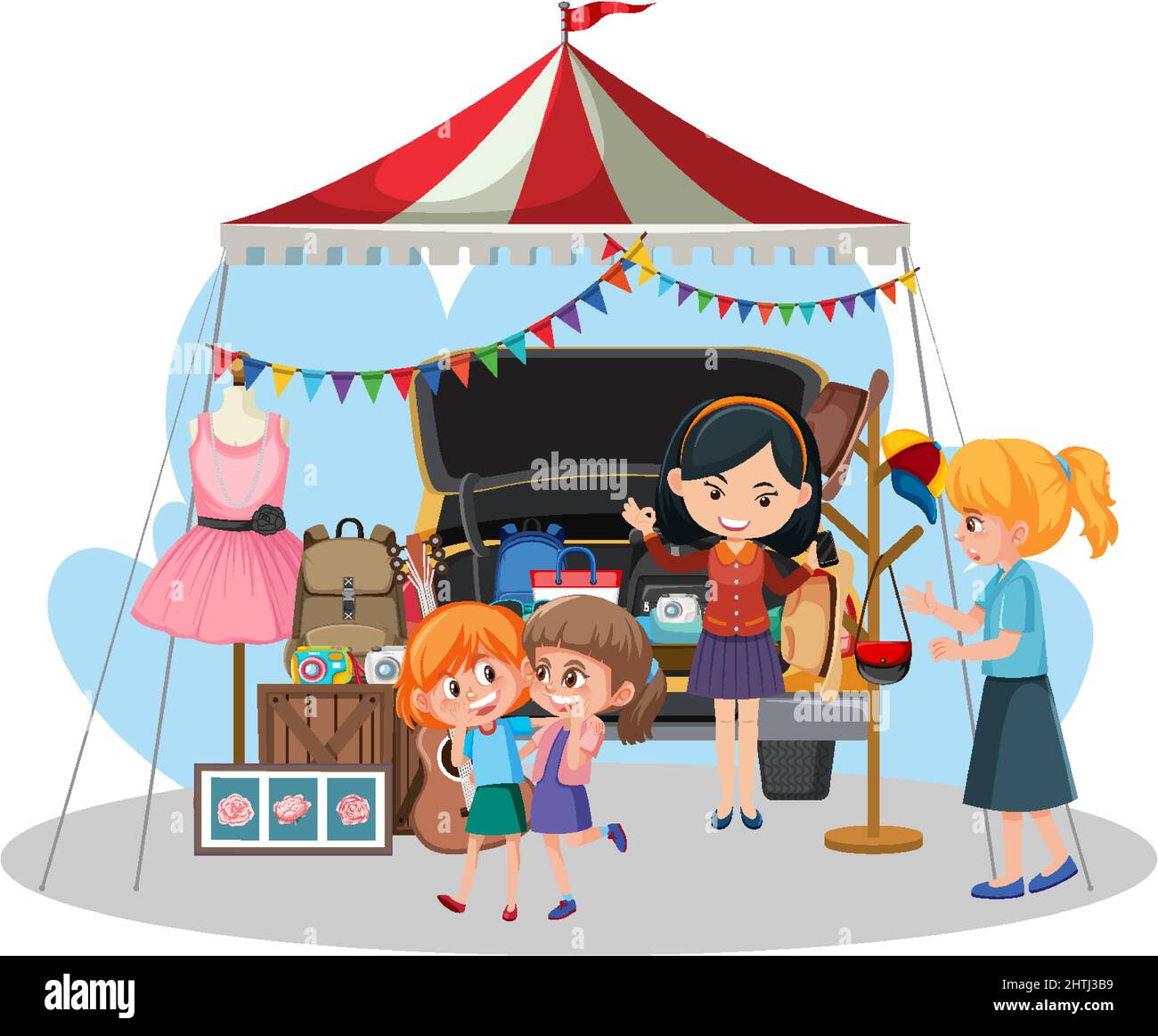 Flea market concept with clothes shop illustration Stock Vector Image ...