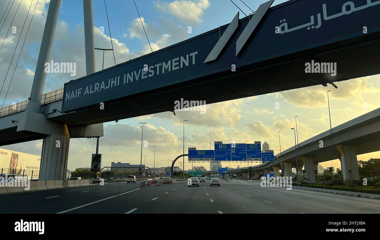Dubai Roads and Traffic bridges and underpass view at day time Stock ...