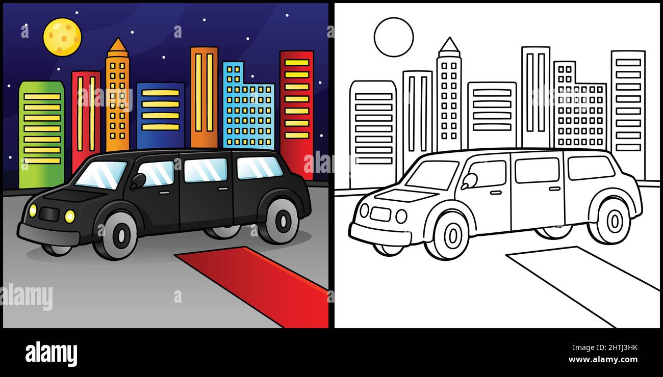 Limo Coloring Page Vehicle Illustration Stock Vector Image & Art - Alamy