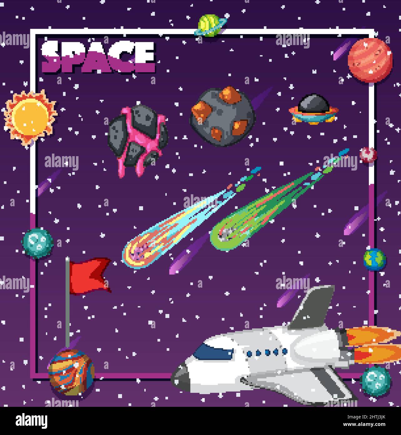 Space element template in space background illustration Stock Vector Image & Art - Alamy