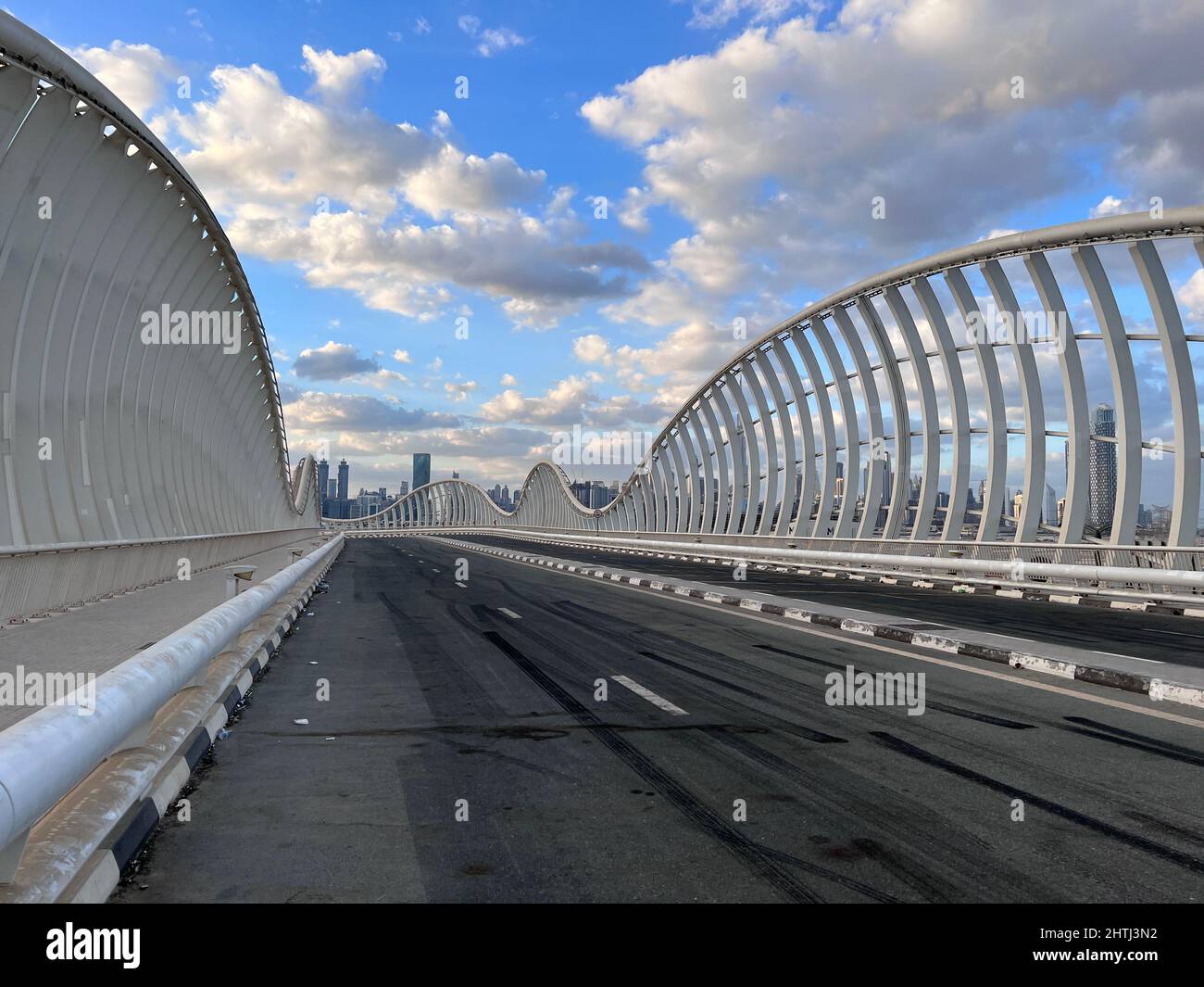 Maidan Bridge Dubai with Dubai Skyline. Roads and bridges UAE Stock ...
