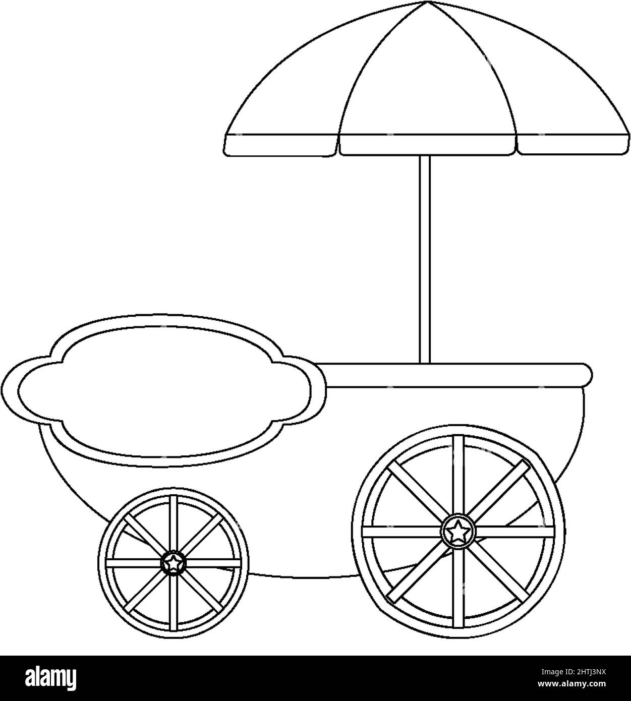 Cart shop black and white doodle character illustration Stock Vector ...