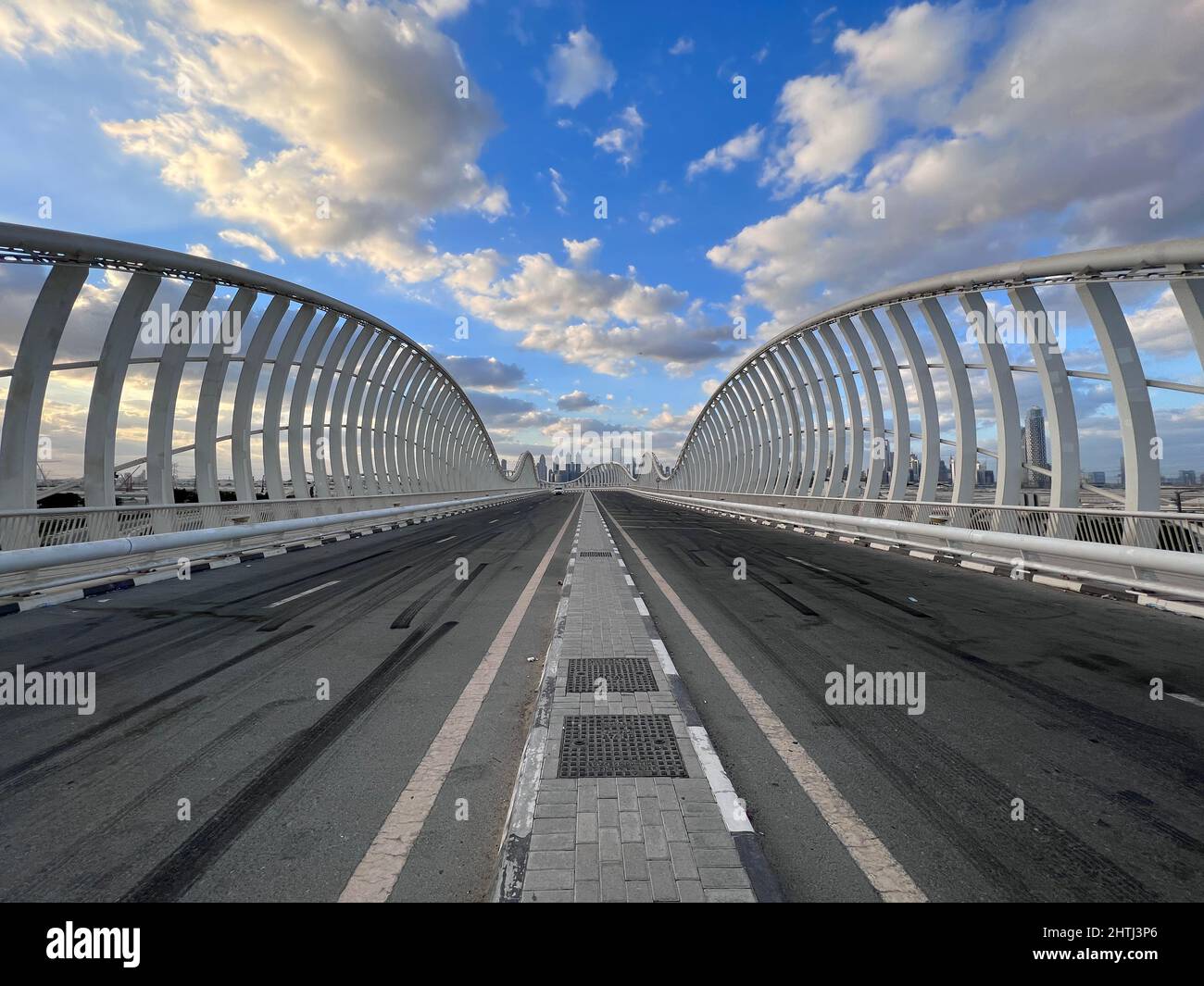 Maidan Bridge Dubai with Dubai Skyline. Roads and bridges UAE Stock ...