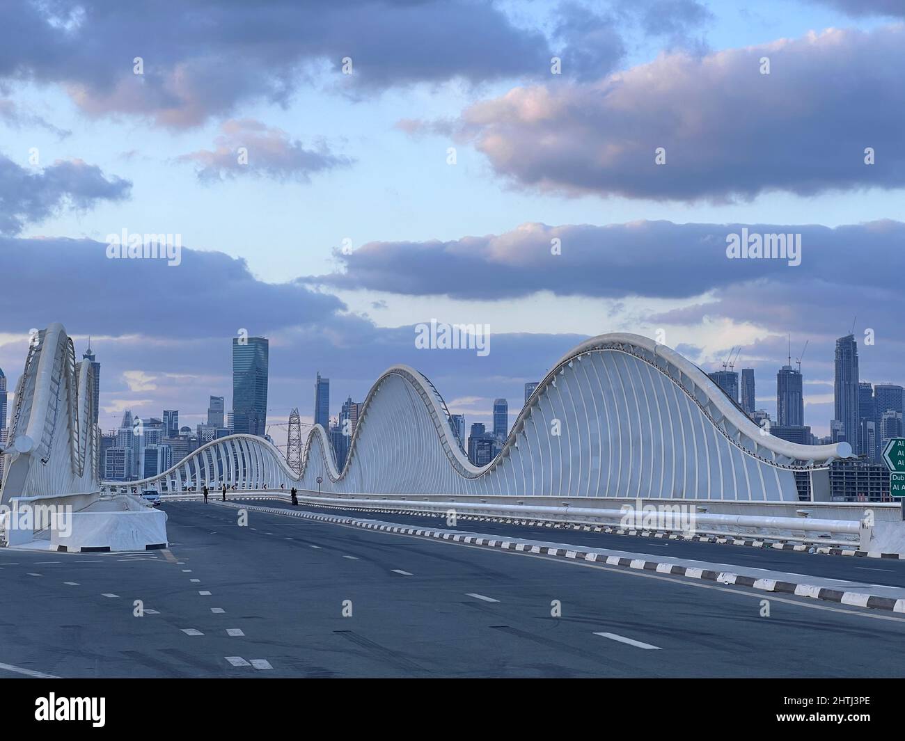 Maidan Bridge Dubai with Dubai Skyline. Roads and bridges UAE Stock ...