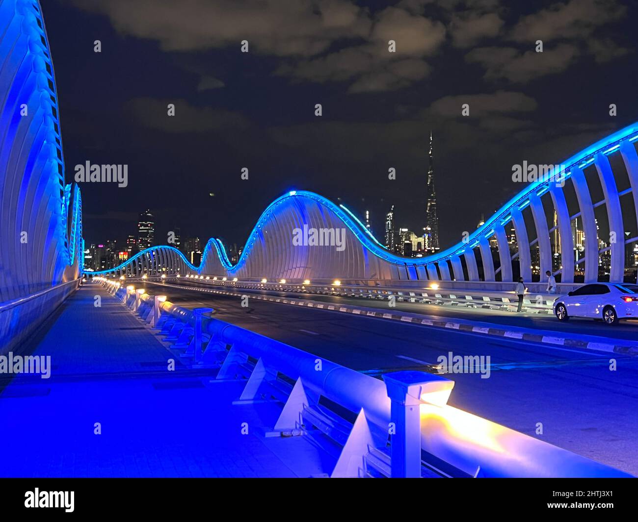 Maidan Bridge Dubai with Dubai Skyline. Roads and bridges UAE Stock ...