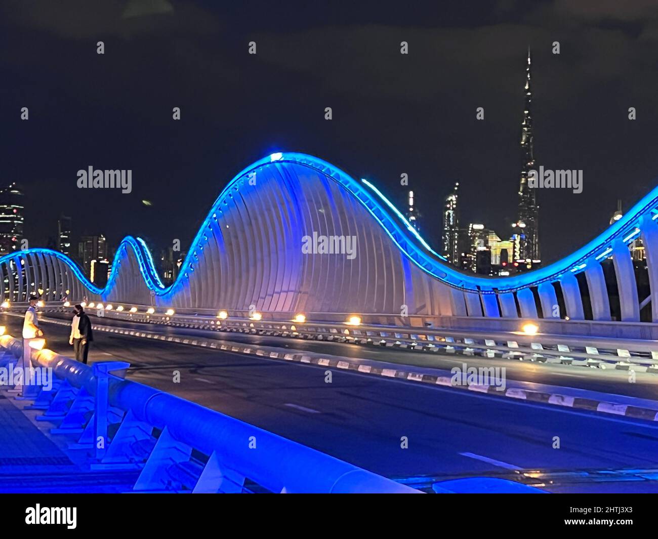 Maidan Bridge Dubai with Dubai Skyline. Roads and bridges UAE Stock ...