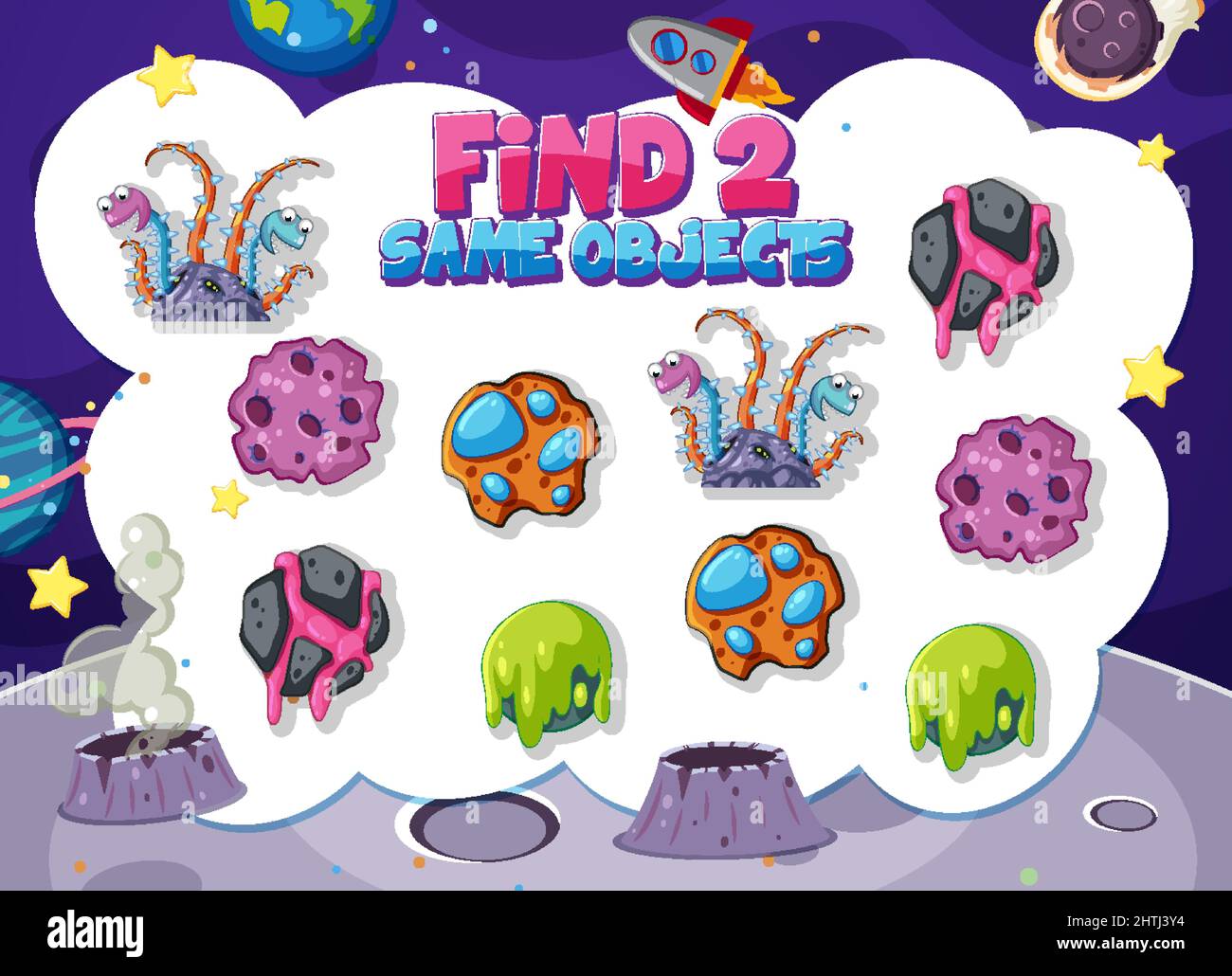 Find object game template of space illustration Stock Vector Image ...