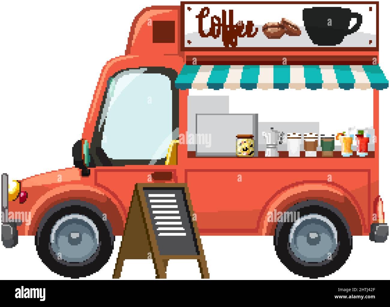 Illustration coffee truck on Stock Vector Images - Alamy