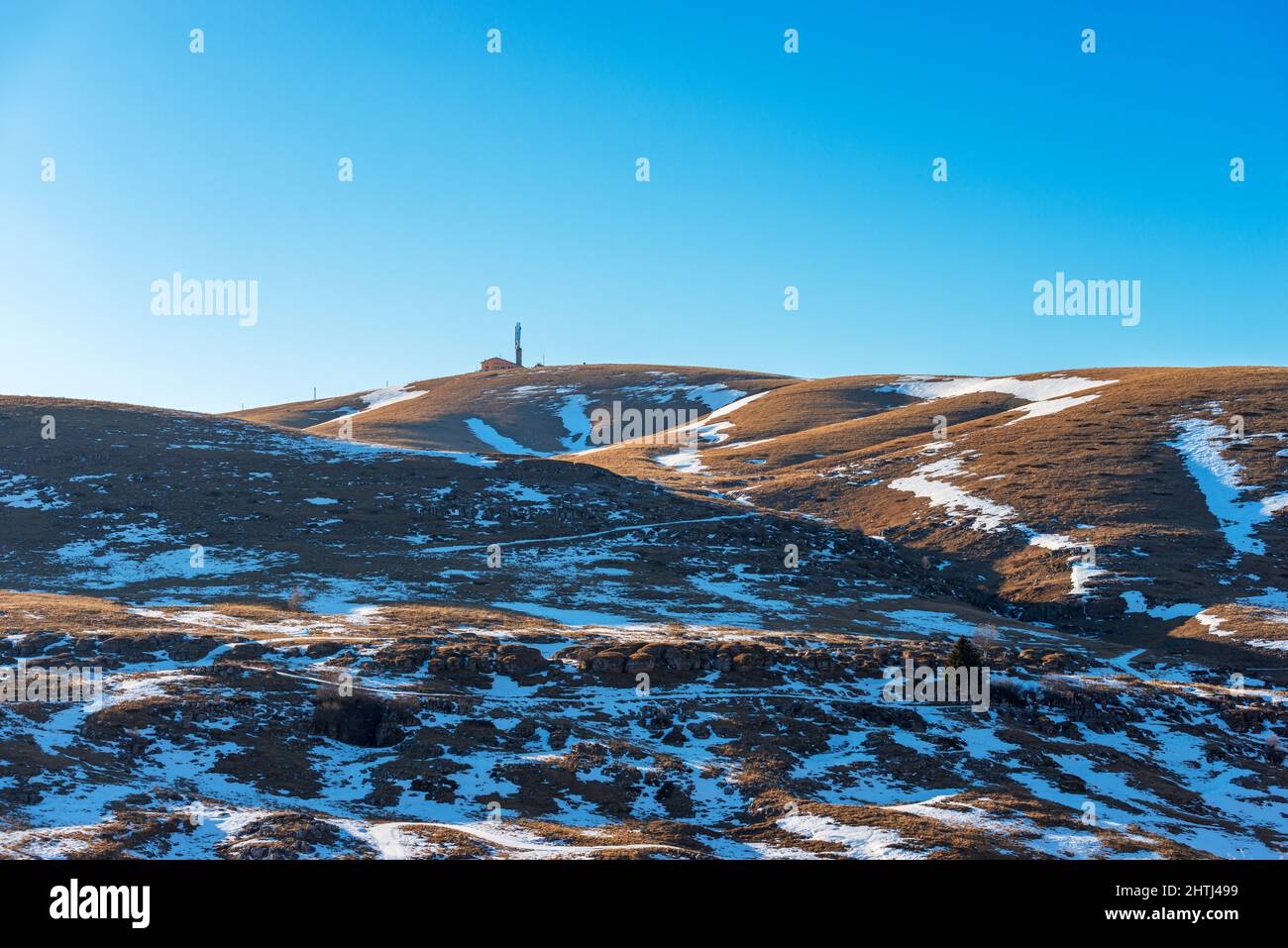 Lessinia Plateau Regional Natural Park and the mountain peak of Monte ...