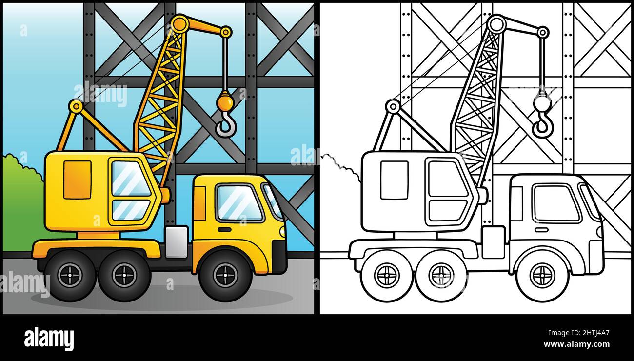 Crane Coloring Page Vehicle Illustration Stock Vector Image & Art - Alamy