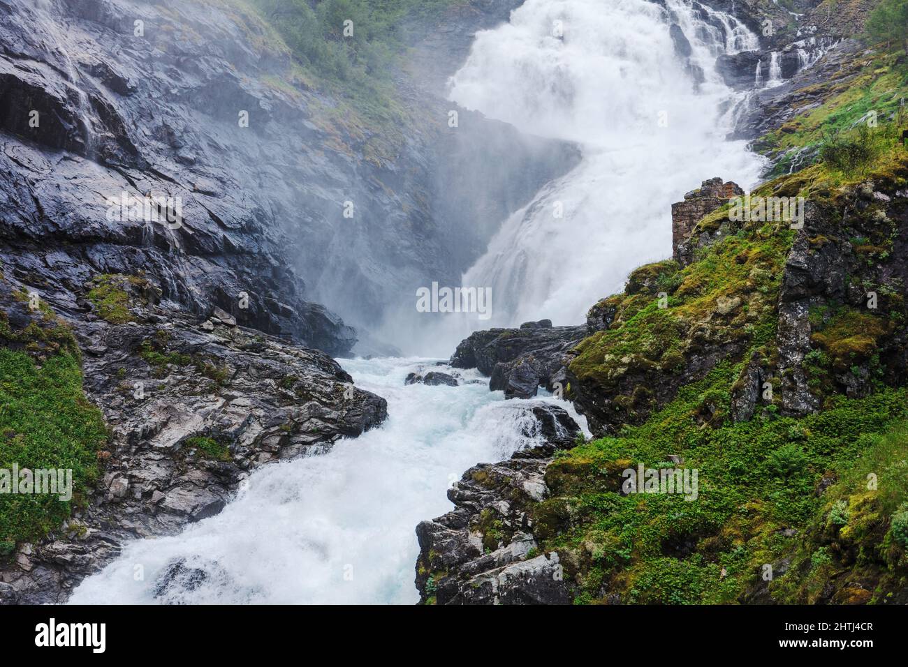kjosfossen waterfall by Flam to myrdal flamsbana railway line, Norway ...