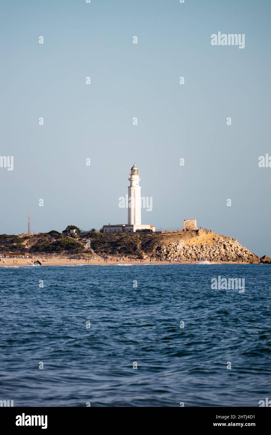 Trafalgar lighthouse seen from Zahora beach Stock Photo - Alamy