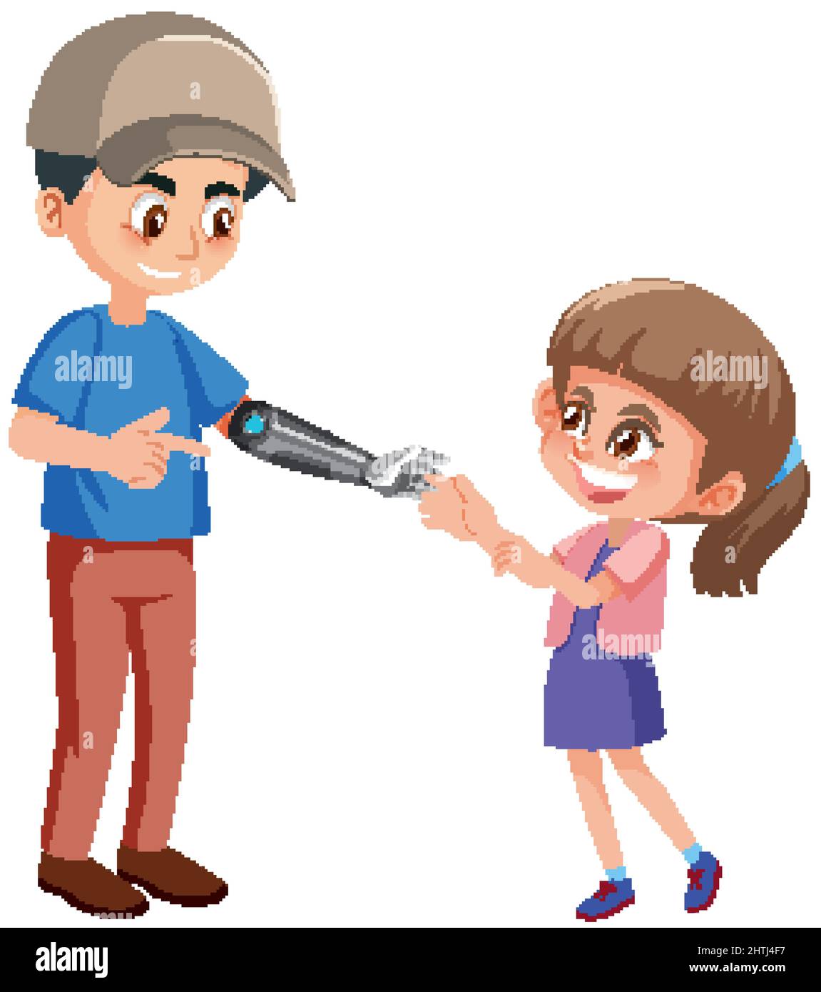 Human robot arm with a girl illustration Stock Vector Image & Art - Alamy