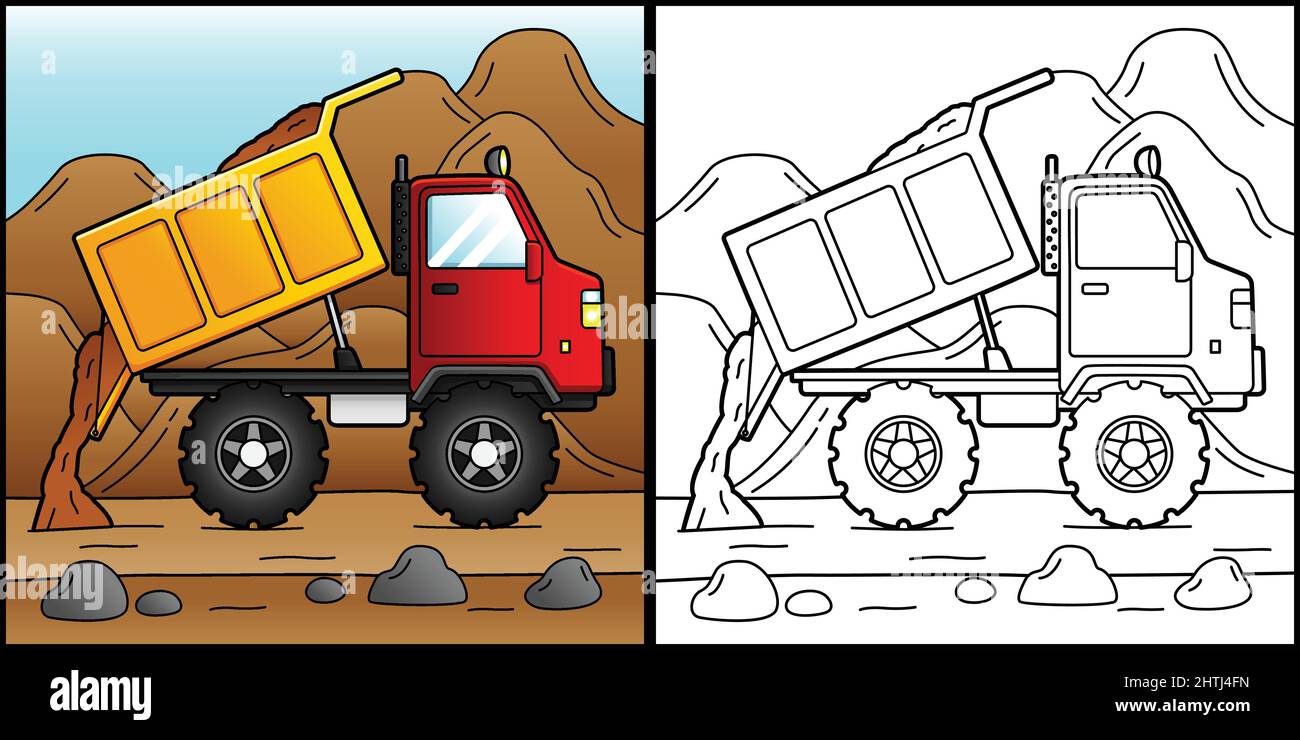 Dump Truck Coloring Page Vehicle Illustration Stock Vector Image & Art ...