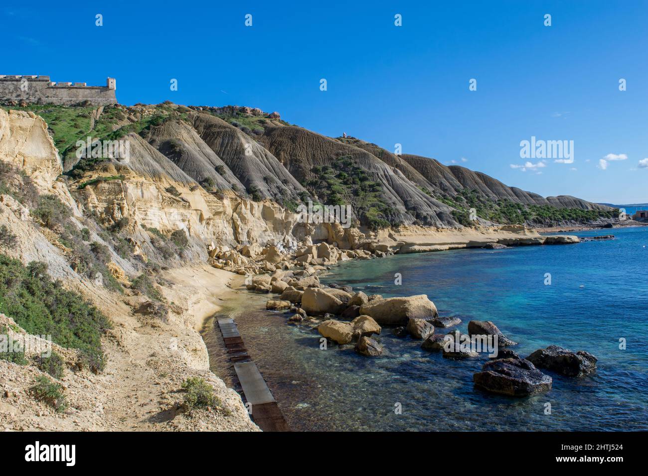 The historic Fort Chambray, in Gozo, Malta, a fortress built to protect ...