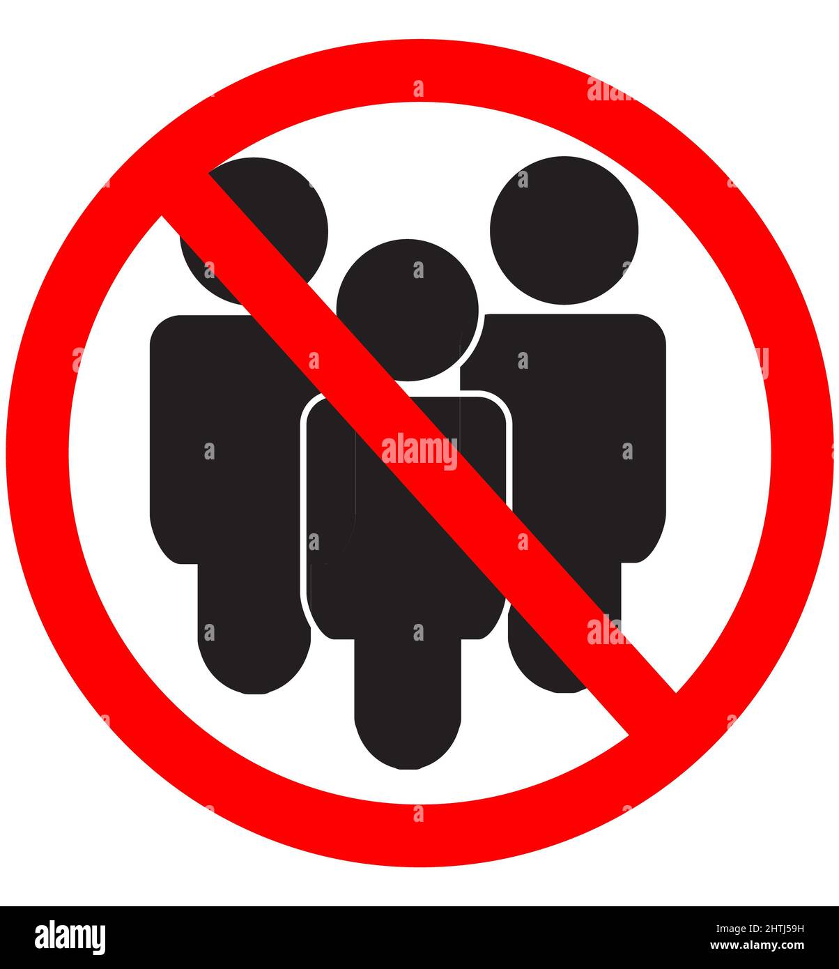 No public meetings sign on white background. Avoid crowds symbol. flat ...