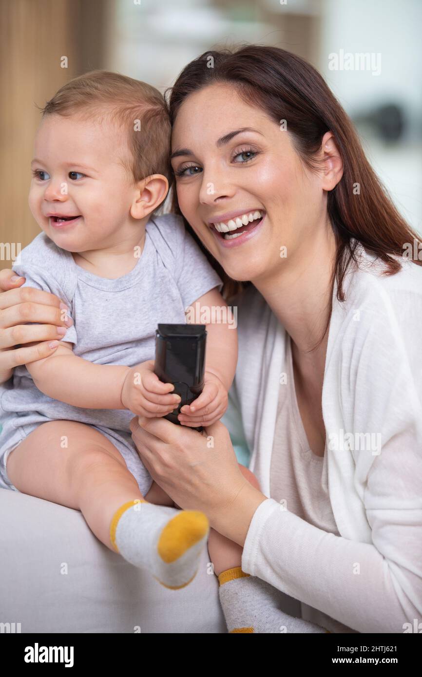 cute little baby girl and her mother taking selfie Stock Photo - Alamy