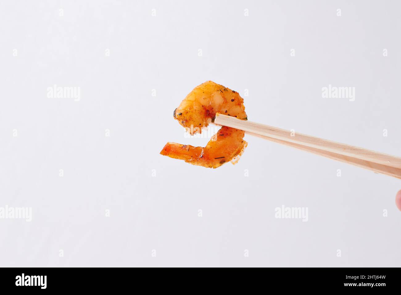 Closeup of a roasted peel prawn isolated on a white background Stock ...