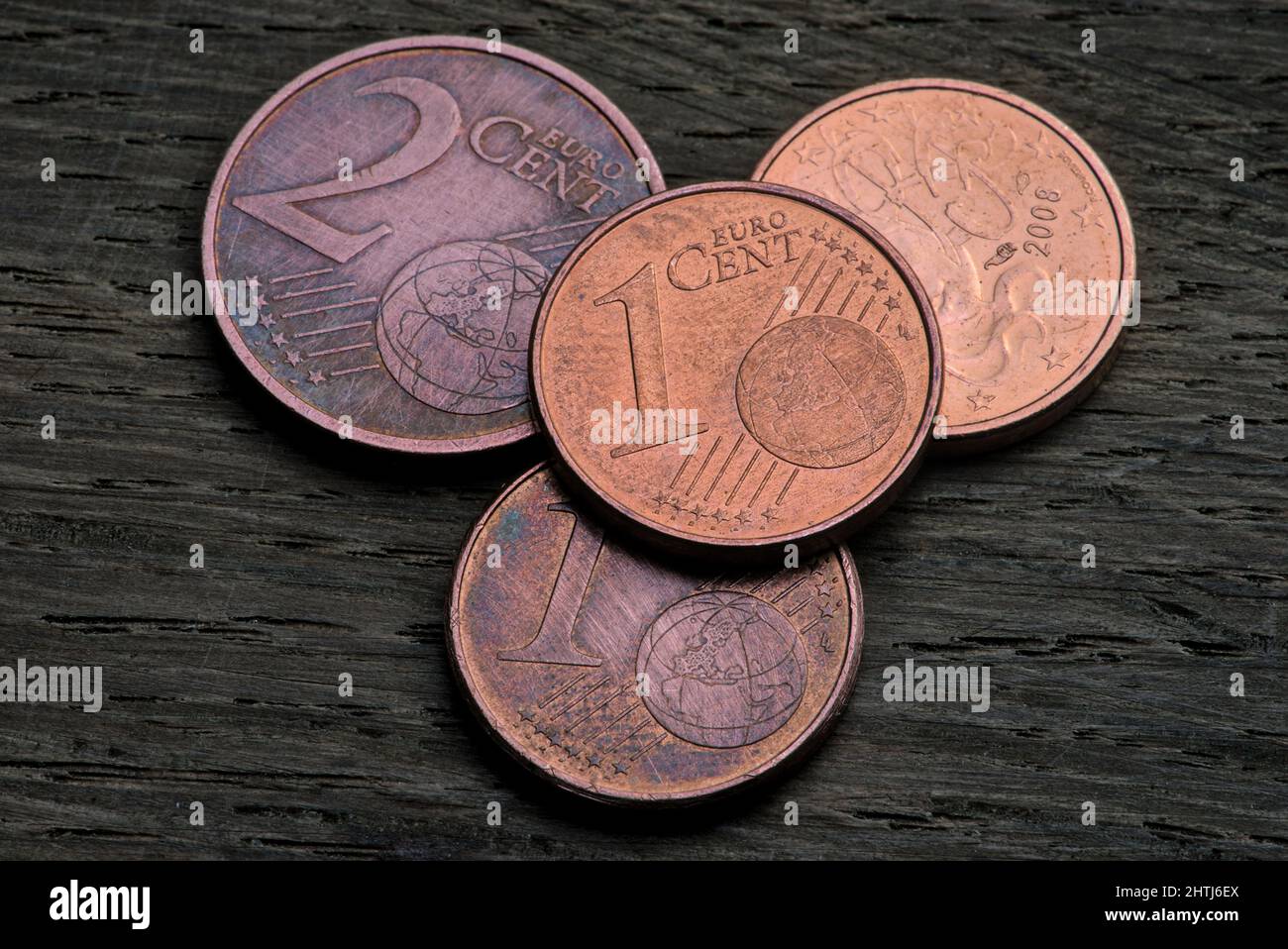 small coppered euro cent coins Stock Photo - Alamy