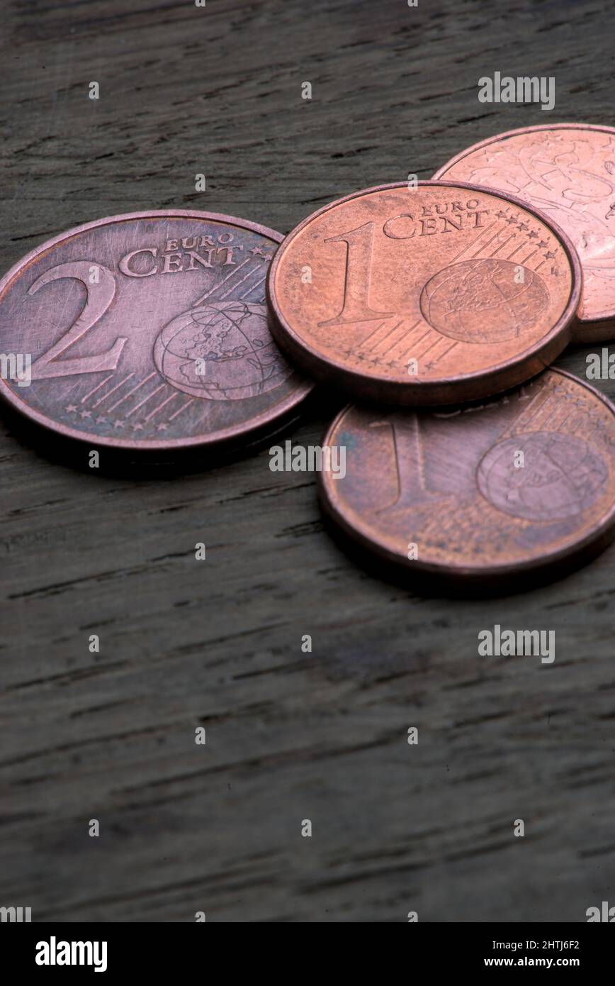 small coppered euro cent coins Stock Photo - Alamy