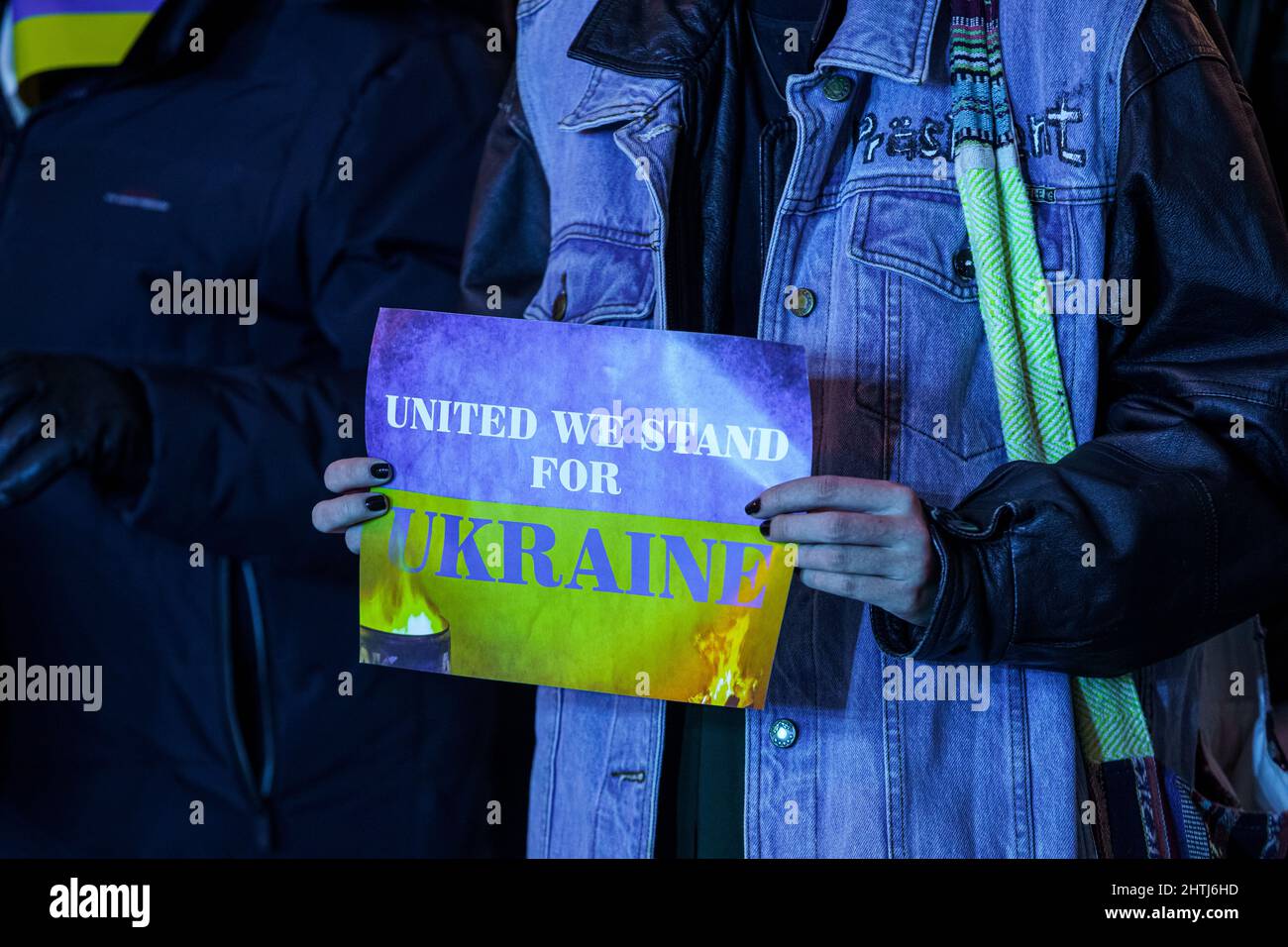 Protest against Russia's invasion of Ukraine. Anti-war protest. People ...