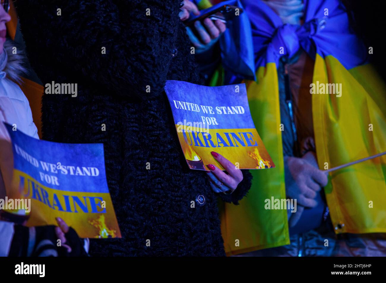 Protest against Russia's invasion of Ukraine. Anti-war protest. People ...