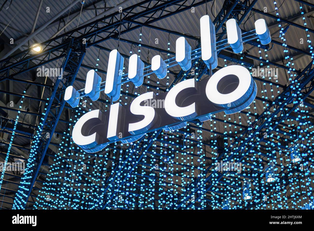 Cisco logo seen displayed during the first day of Mobile World Congress ...