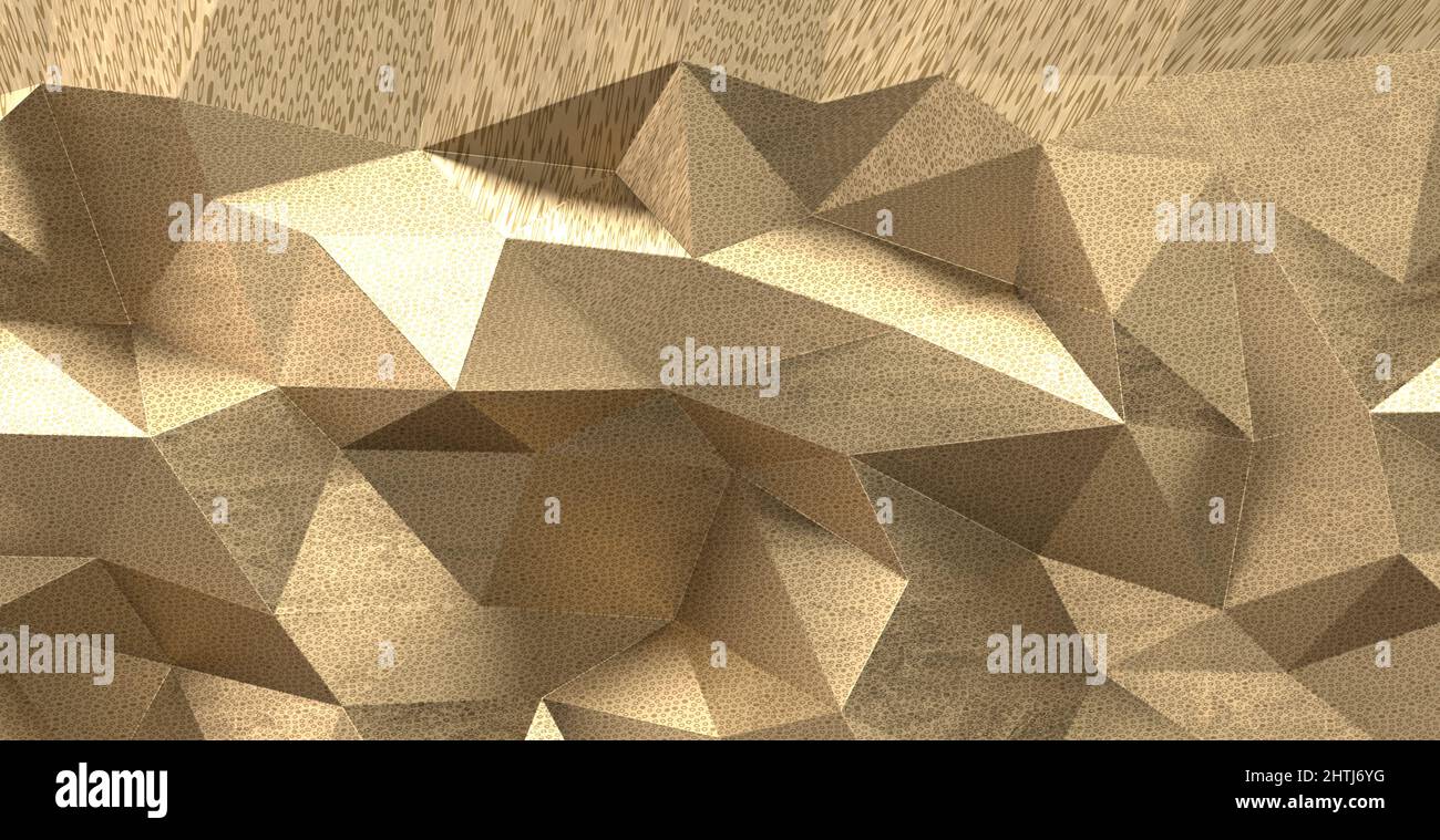 3D rendered golden polygon wallpaper with shiny surfaces and texture of ...