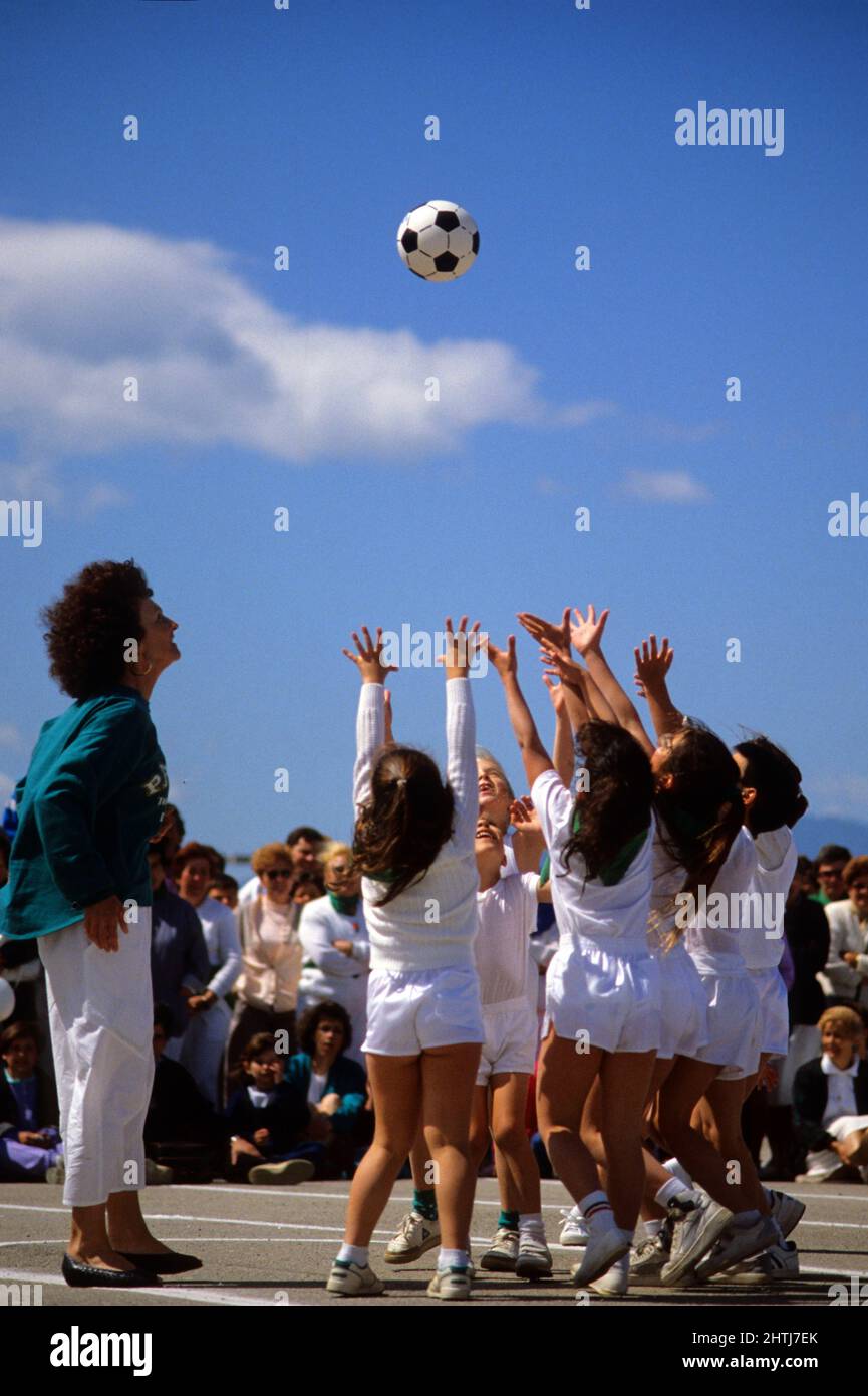 daily life kids playing ball Stock Photo - Alamy