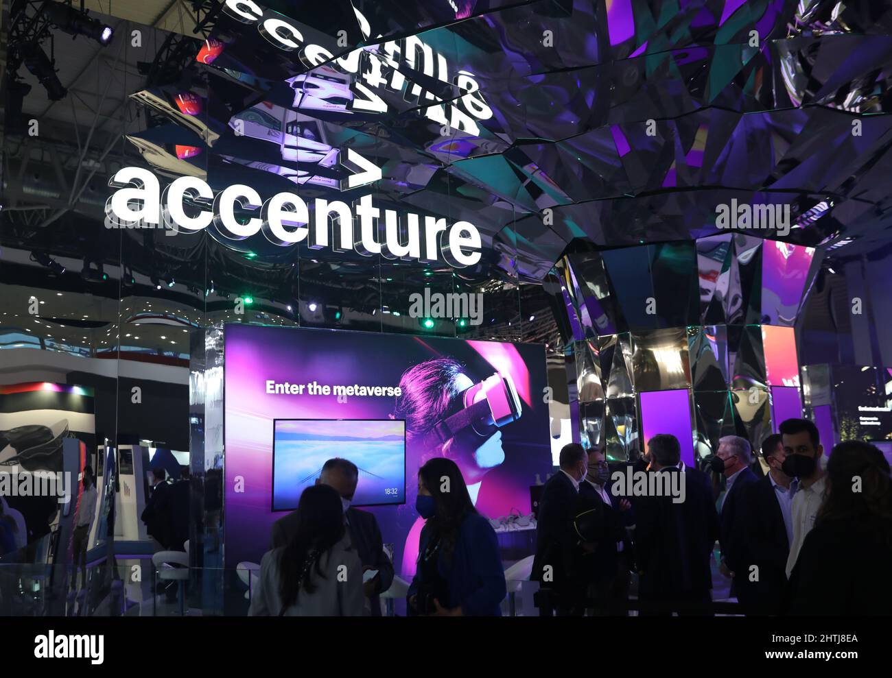 Barcelona, Spain. 28th Feb, 2022. The Accenture’s stand at the UK ...