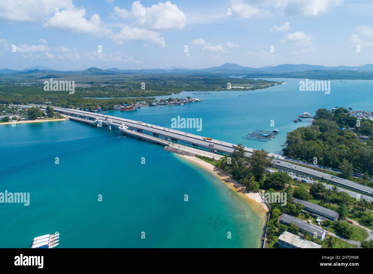 Aerial view of Sarasin bridge road transportation background concept ...