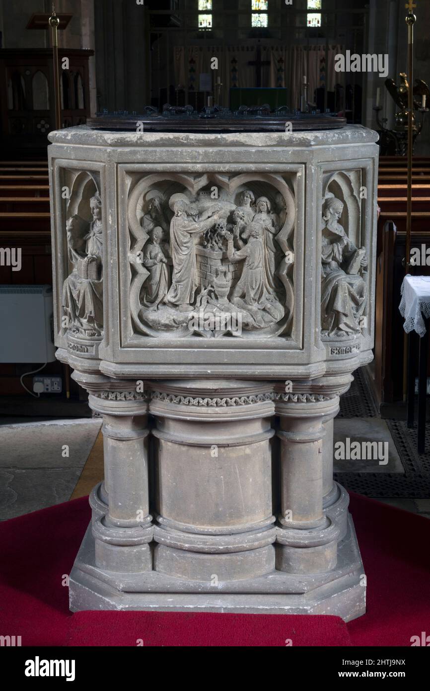 The font, St. Mary and Holy Cross Church, Alderminster, Warwickshire ...