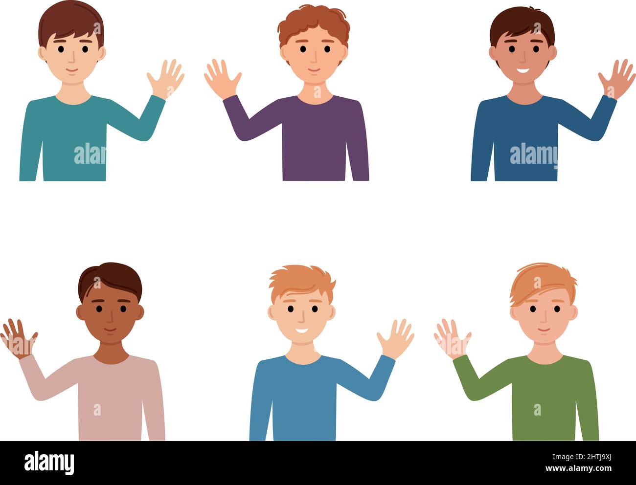 Children waving isolated Stock Vector Images - Alamy