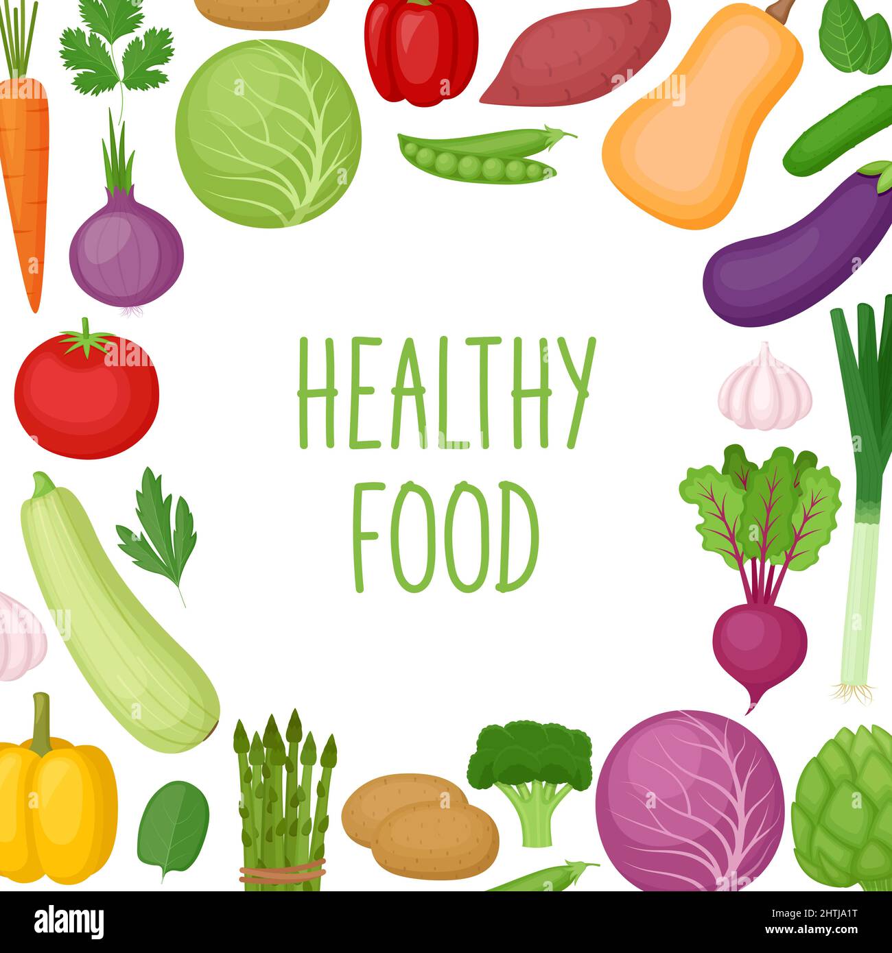 Vegetables in square composition. Healthy food. Organic market banner ...