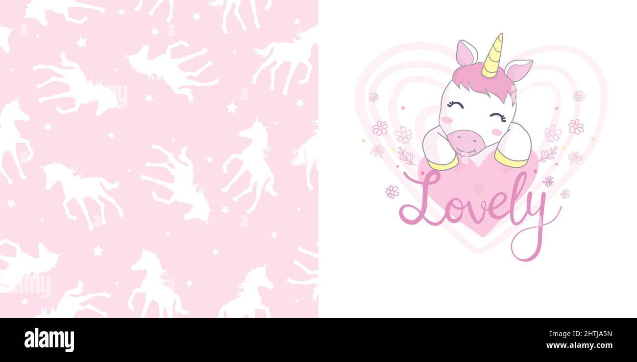 Unicorn collection. Vector illustration of cute cartoon Unicorn. Use ...