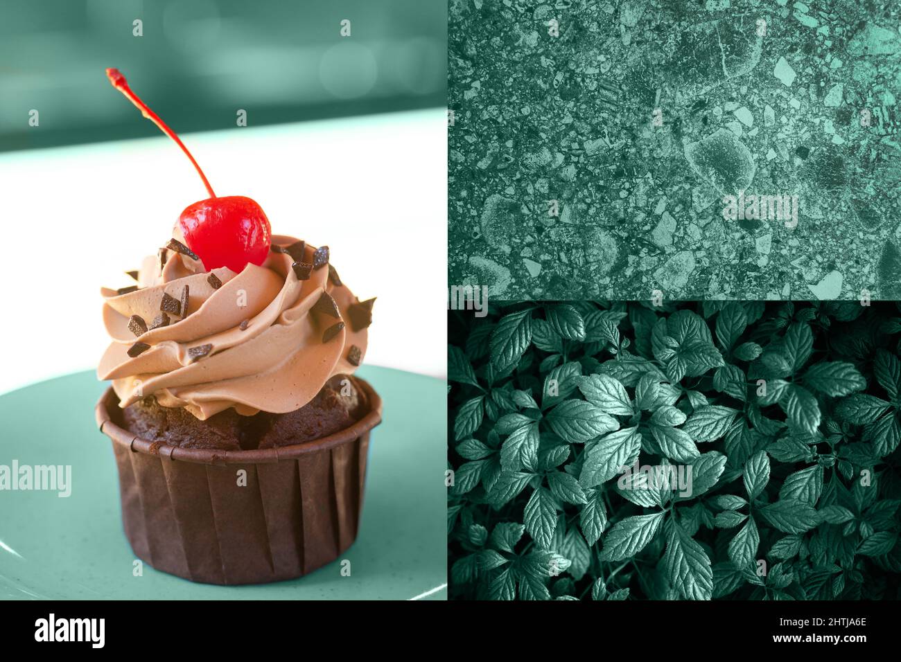 Creative collage with turquoise emerald green color textures Stock ...