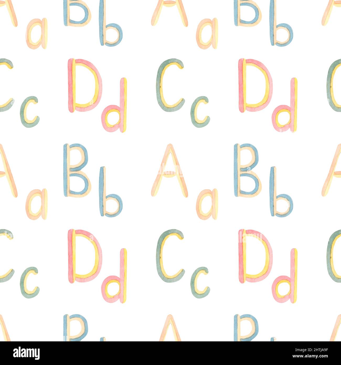 Alphabet Seamless Pattern, Watercolor ABC Repeat Paper, Kids Cute ...