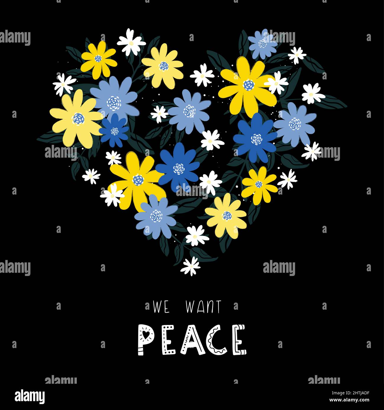 Hand drawn Peace template in blue and yellow, concept design Stock ...